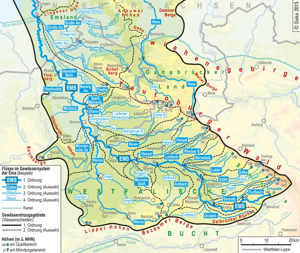 Fluss Ems Karte